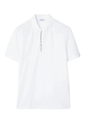 Burberry Check Trim Cotton Polo Shirt - White