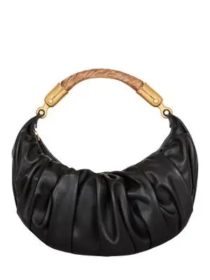 Balmain Ruched Shoulder Bag - Black