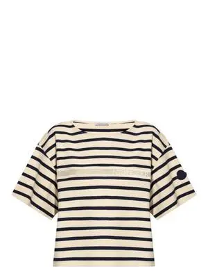 Moncler Moncler Striped Logo Detail T-Shirt White/blue