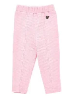Monnalisa Heart Appliqué Houndstooth Track Pants - Pink