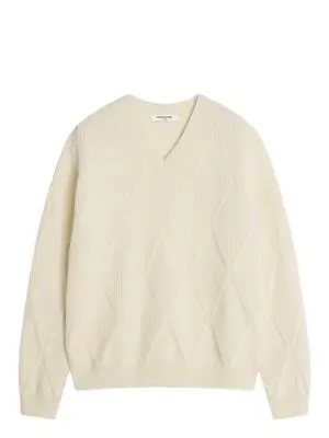 Maison Kitsuné Textured Wool Argyle Jumper - True Color