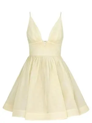 Zimmermann Illuminate V-neck Mini Dress - Nude