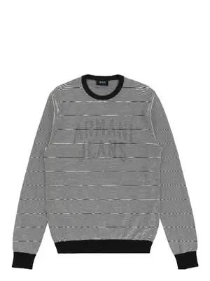 EMPORIO ARMANI Armani Jeans Striped Logo Crewneck Sweater