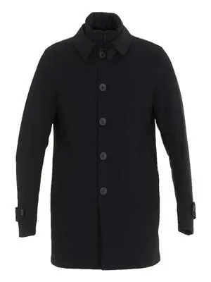 Herno Single-breasted High-neck Padded Coat - Black