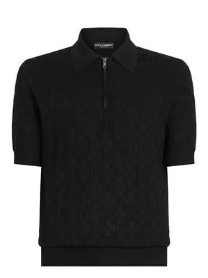 Dolce & Gabbana Logo-jacquard Polo Shirt - Black