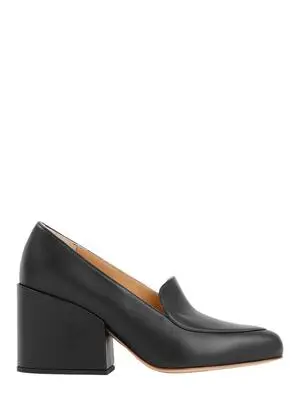 Gabriela Hearst Block Heel Pointed Toe Leather Pumps - Black