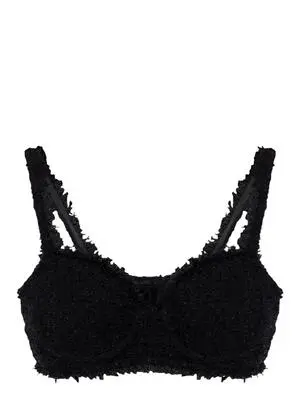 Balenciaga Cropped Tweed Tank Top - Black