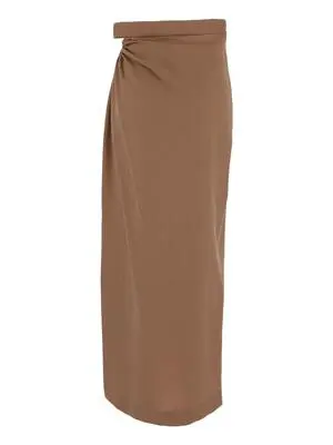 Max Mara Slit Skirt With Pleated Detailing - Brown
