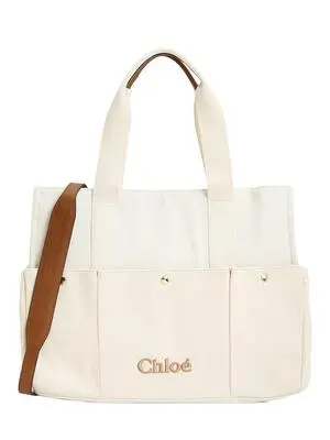 Chloé Embroidered Logo Tote Bag - White