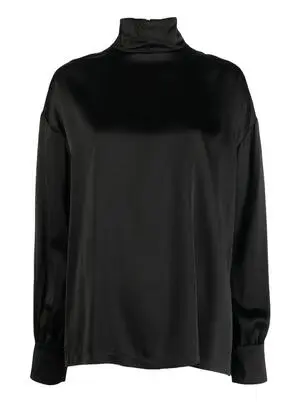 Fabiana Filippi High Neck Long Sleeve Shirt - Black