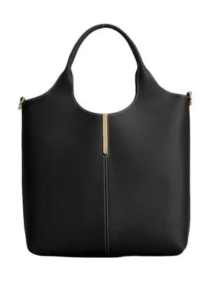 TOD'S Logo Engraved Small Shopper Bag - Black