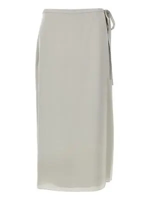 THEORY Theory Flared Hem Wrapped Midi Skirt