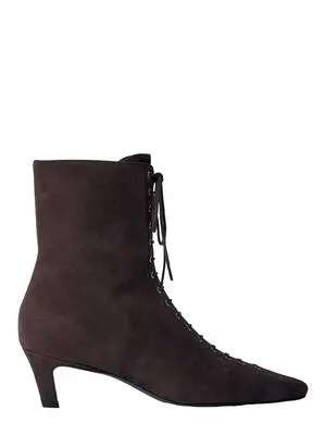 TOTEME Square-toe Lace-up Ankle Boots - Black