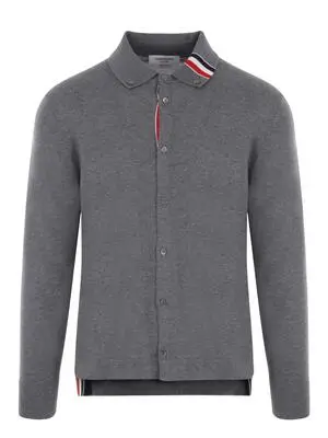 Thom Browne Striped Trim Knitted Cardigan - Medium Gray