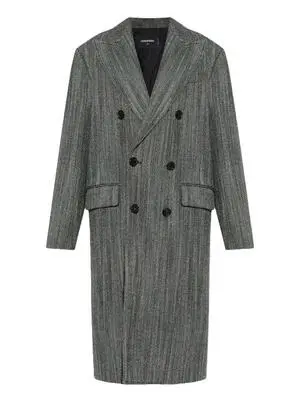Dsquared2 Double Breasted Peak Lapel Overcoat - Black