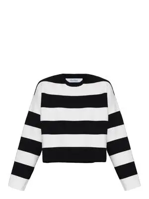 Max Mara Striped Crewneck Long Sleeve T-shirt - Black