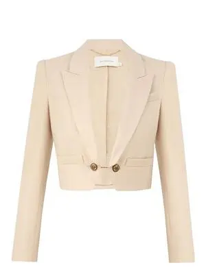 Zimmermann Cropped Wool Blazer - Cream