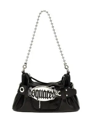Dsquared2 Gothic Logo Plaque Belted Shoulder Bag - Black