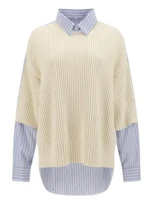 Fabiana Filippi Knitted Stripe Shirt - Nude