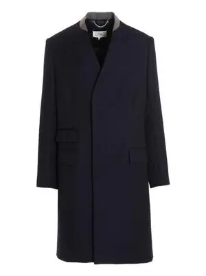 MAISON MARGIELA Long Single-breasted Wool Coat - Black