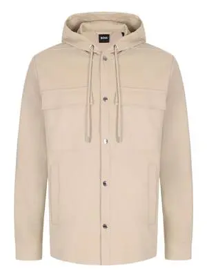 Hugo Boss Casual Jacket With Drawstring Hood - Light Brown