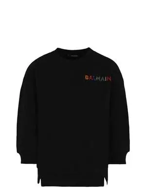 Balmain Rhinestone Embellished Crewneck Sweatshirt - Black