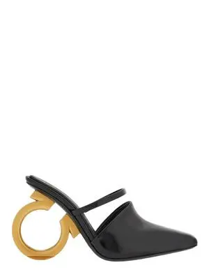 FERRAGAMO Gancini Sculpture Heel Mules - Black