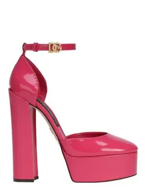 Dolce & Gabbana Polished Platform Mules - Red