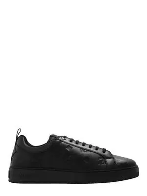 Mcm Embossed Lace-up Low-top Sneakers - Black