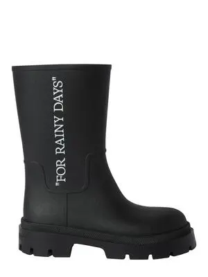 Off-White Printed Round Toe Boots - Black