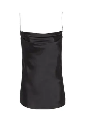 Balmain Draped Satin Top - Black