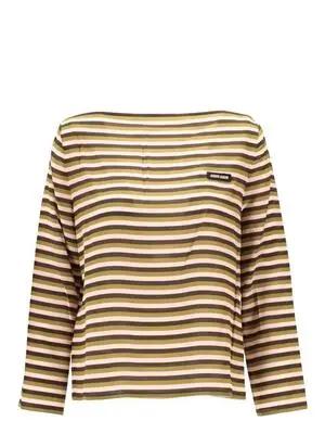 Miu Miu Miu Miu Striped Logo Patch T-Shirt Multi-color