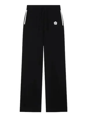 Kenzo Embroidered Wool And Cotton Blend Pants - Black