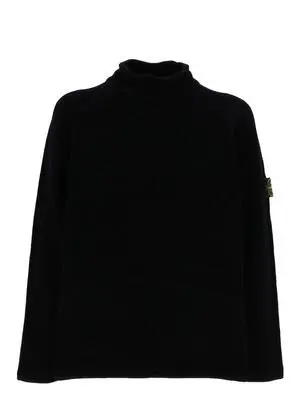 Stone Island Logo Patch Knit Jumper - Blue