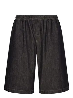 Dolce & Gabbana Logo Embroidered Denim Jogging Shorts - Blue