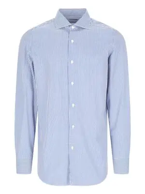 FINAMORE 1925 Striped Dress Shirt - Blue