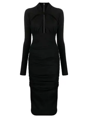 Dolce & Gabbana Long-sleeved Cut-out Midi Dress - Black