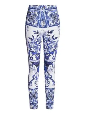 DOLCE & GABBANA Dolce & Gabbana Majolica Printed Tapered Leg Jeans