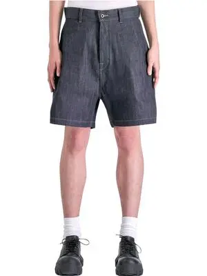 Rick Owens Denim Bermuda Shorts With Side Slits - Multicolor