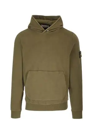 Stone Island Long Sleeve Compass Patch Hoodie - Olive Green
