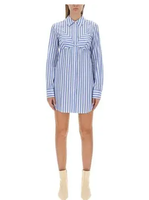 Staud Alita Layered Effect Striped Mini Shirt Dress - Multicolor