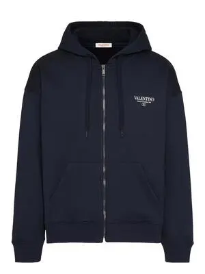 Valentino Garavani Zip-up Hooded Jacket With Drawstring - Black