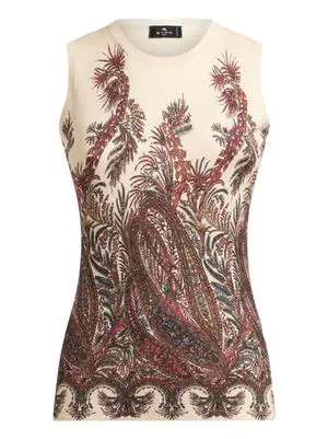 ETRO Etro Silk And Cashmere Top With Placed Print