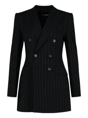 Dolce & Gabbana Double-breasted Pinstriped Blazer - Black