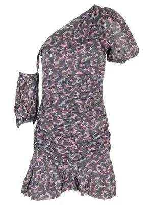 Isabel Marant Étoile Lecia Asymmetric Mini Dress With Printed Design - Gray