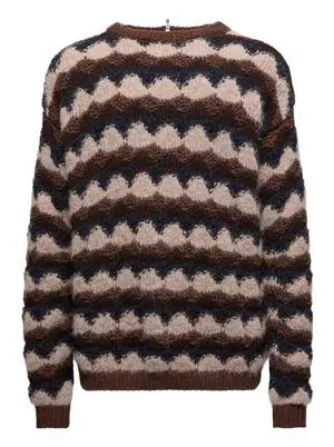 Moncler Geometric Jacquard Crewneck Jumper - Blue And Brown
