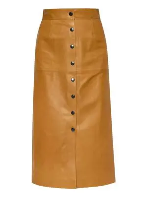 Isabel Marant Étoile Blehor Leather Midi Skirt - Brown