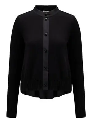 Moncler Moncler Wool Cardigan With Satin Accents Black