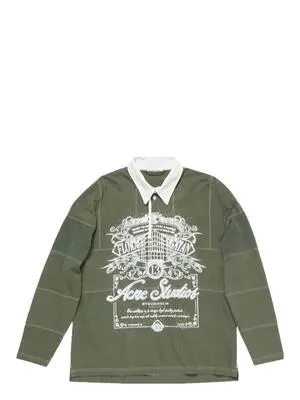 Acne Studios Graphic Printed Long Sleeved Polo Shirt - Green