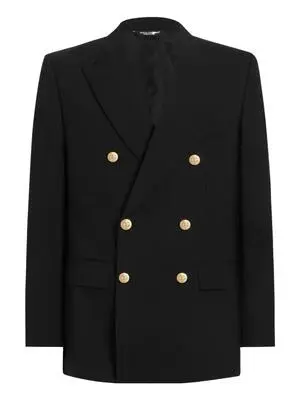 Dolce & Gabbana Martini-fit Gold-button Double-breasted Suit - Black